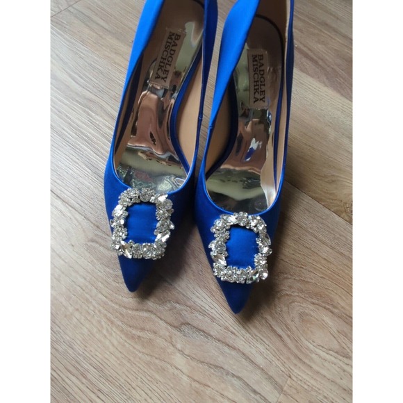 Badgley Mischka | Shoes | Badgley Mischka Cher Crystal Embellished Blue ...